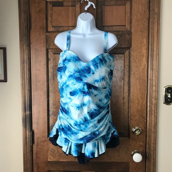 Mazu Swim | Swim | Mazu Blue Tiedye One Piece Swimsuit Wadjustable ...